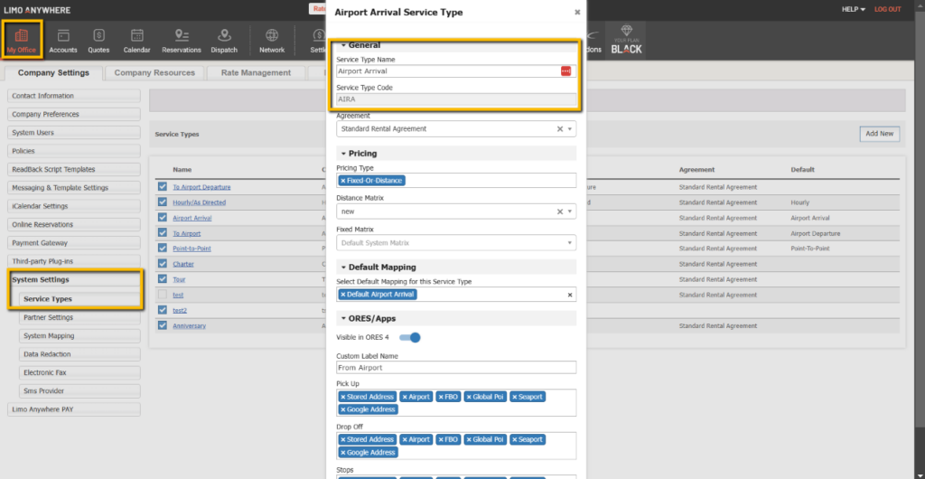 How-to Establish and Manage Service Types. – Limo Anywhere Knowledge Center