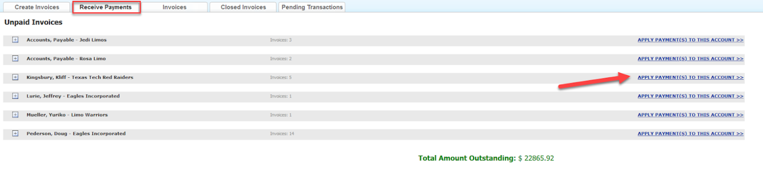 How-to Receive Payment on an Invoice – Limo Anywhere Knowledge Center