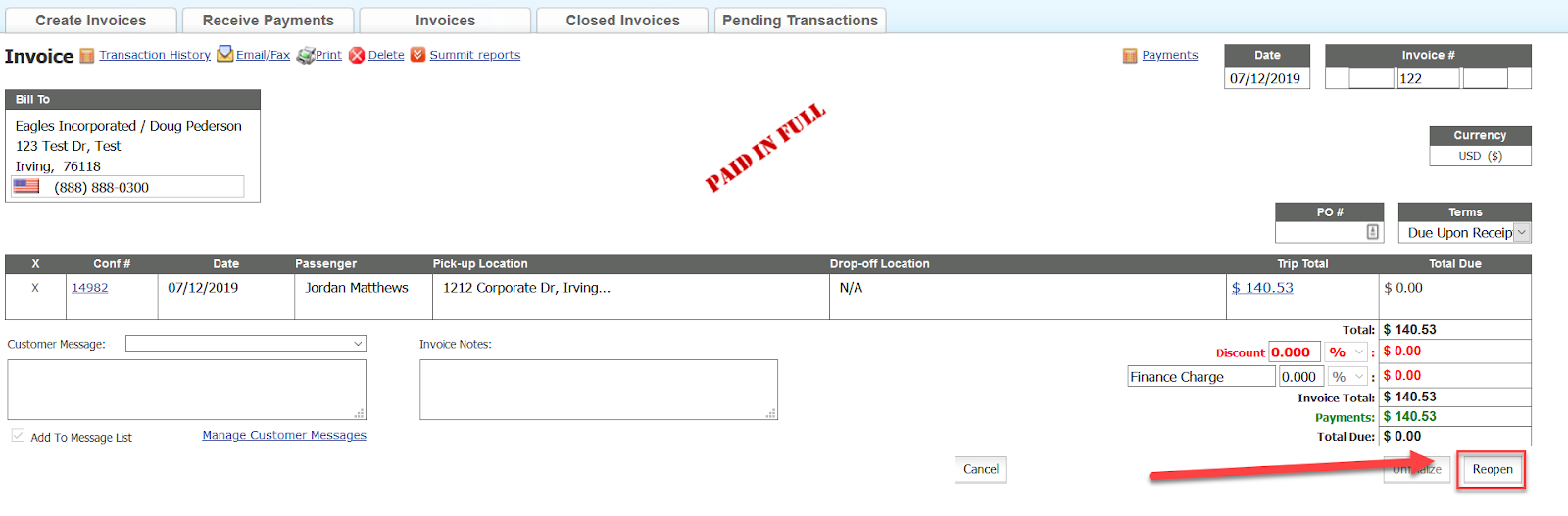 How-to Reopen an Invoice – Limo Anywhere Knowledge Center