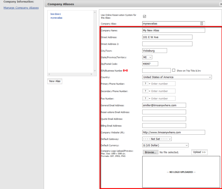 How-to Establish and Manage Company Aliases – Limo Anywhere Knowledge ...