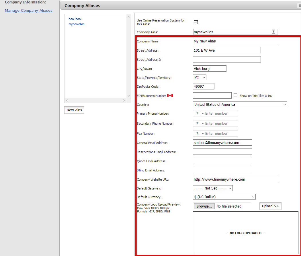 How-to Establish and Manage Company Aliases – Limo Anywhere Knowledge ...