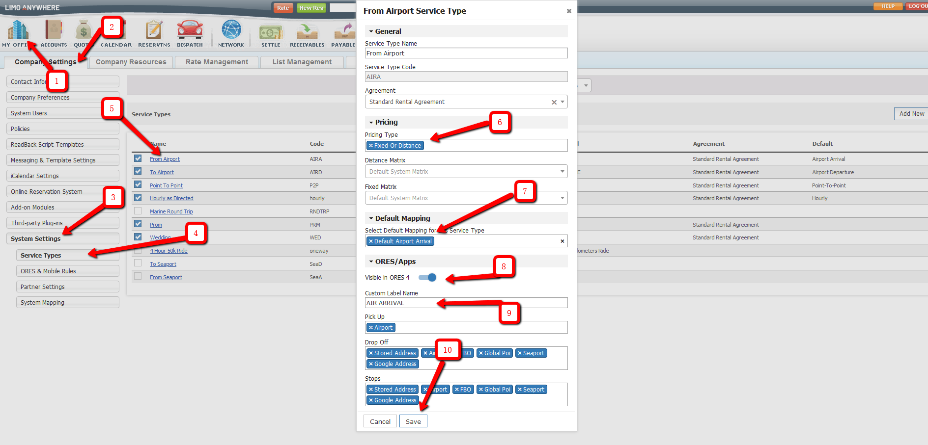 How-to Configure Default Service Types in System Settings – Limo ...