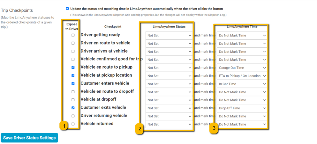 Universal Driver Status – Limo Anywhere Knowledge Center